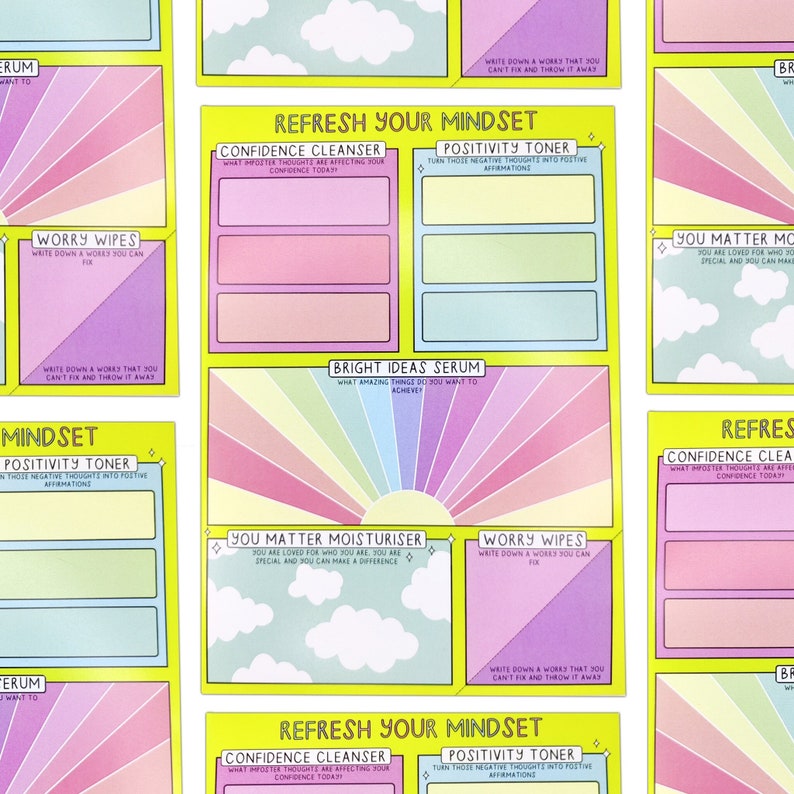 Refresh Your Mindset Positivity Pad Colourful Self Care Notepad ...