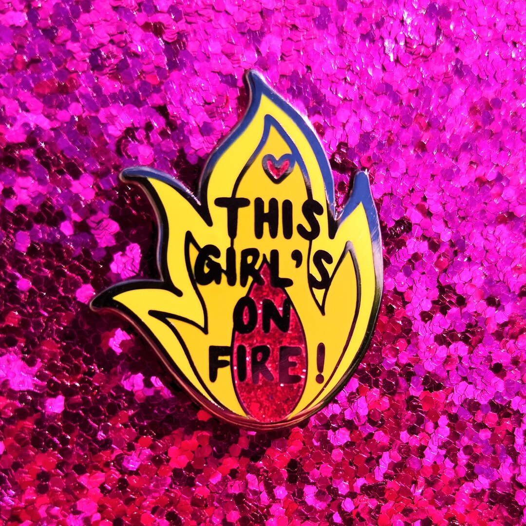 Girl on Fire Flame Pin Enamel Pin Pin Girl Fire Heart - Etsy