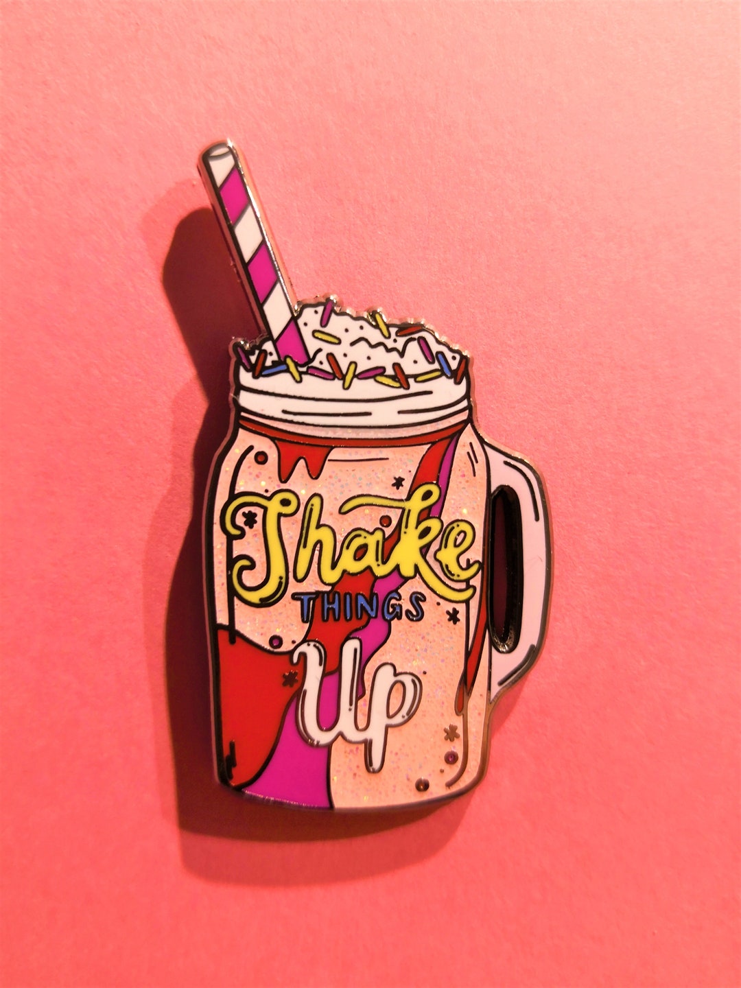 Shake Things up - Milkshake Pin - Enamel Large Pin - Pin - Girl ...
