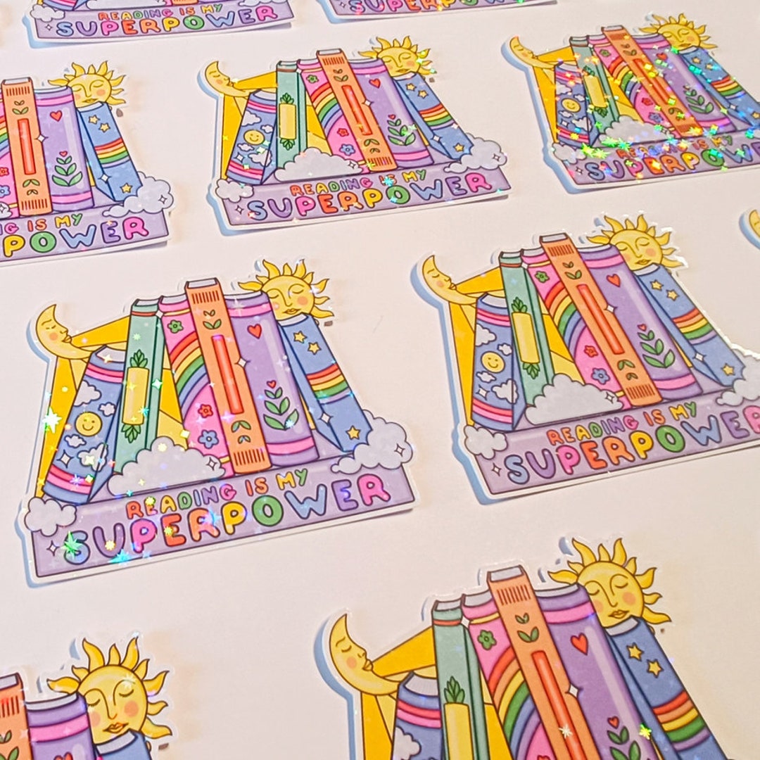 Reading is My Superpower Holographic Vinyl Sticker - Colourful Vinyls ...