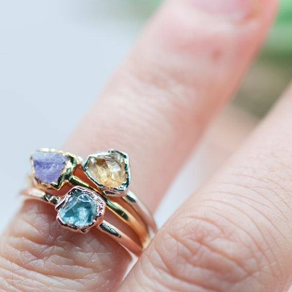 Gemstone Stacking Rings - Etsy