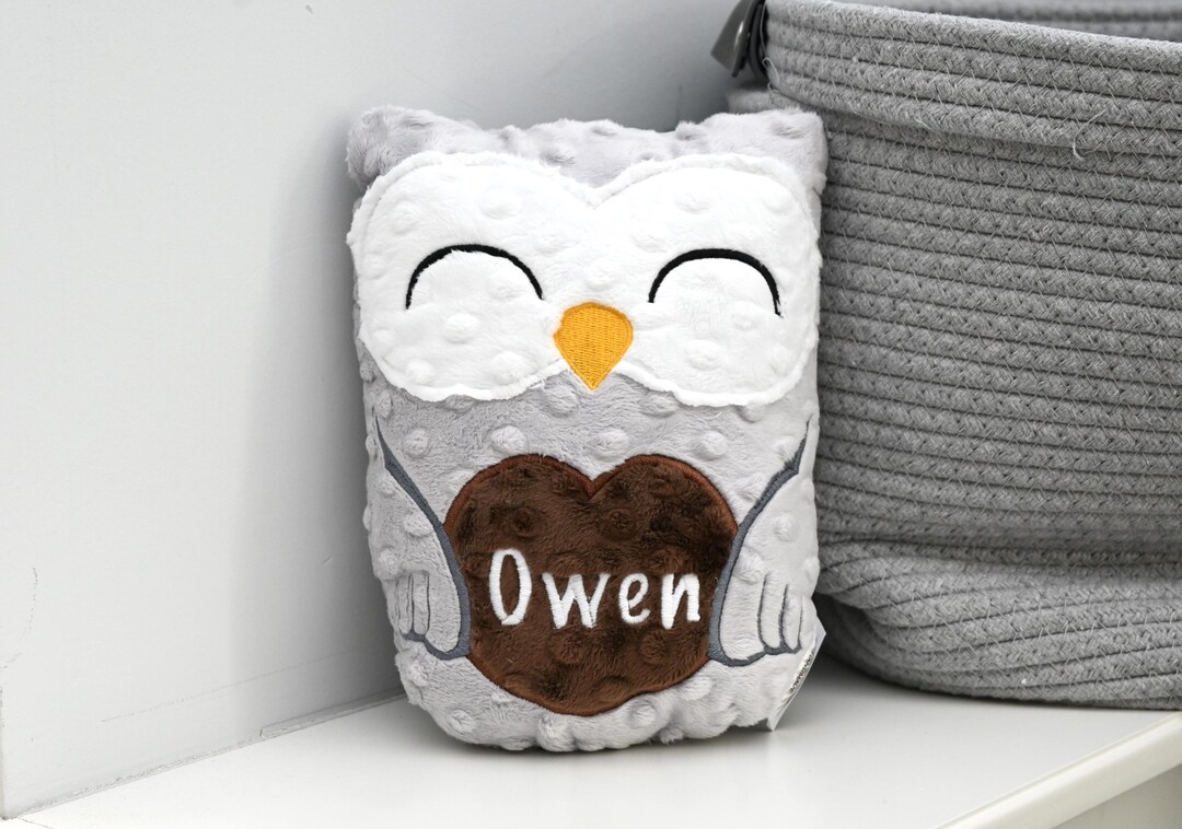 Personalized Stuffed Animal Owl-personalized Stuffed Owl-plush Owl-grey ...
