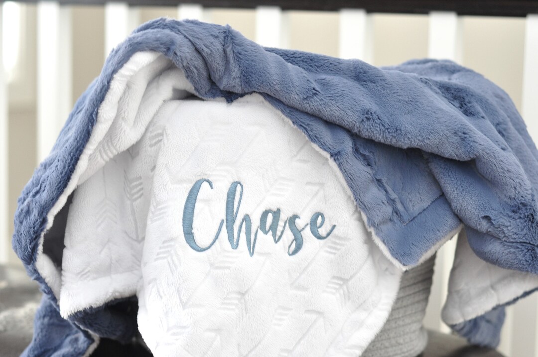 Personalized Blue Jean Denim Baby Blanket-denim Blue Baby Minky Blanket ...