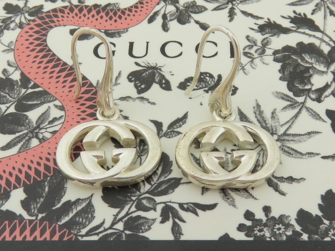 Gucci Sterling Silver Interlocking G Dangle Earrings - Etsy