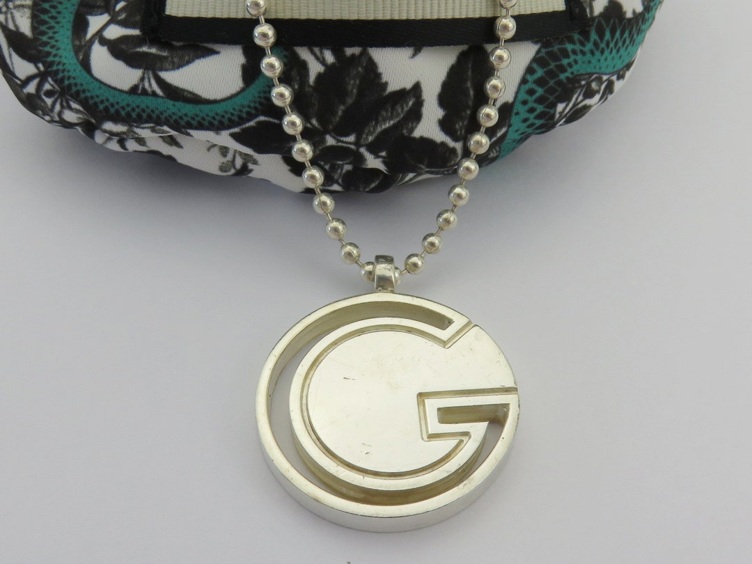 Gucci Sterling Silver G Logo Ball Chain Unisex Toggle Pendant Necklace ...