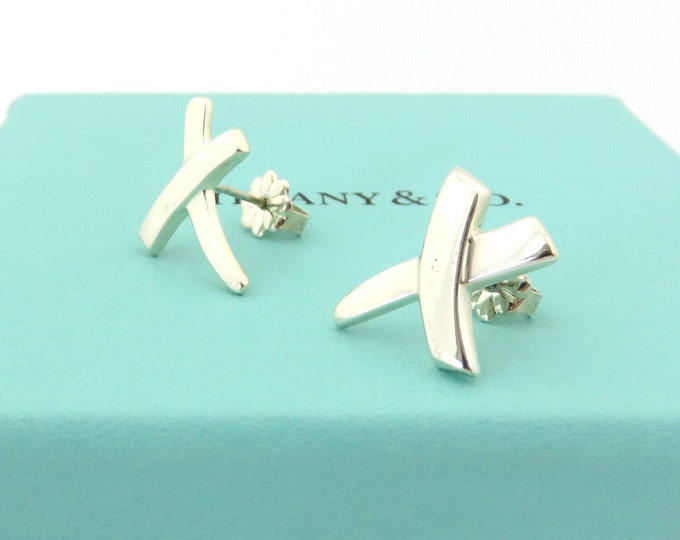 TIFFANY & CO Sterling Silver Kiss X Earrings - Etsy