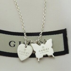 Gucci Sterling Silver Butterfly Heart Tag Bracelet Etsy