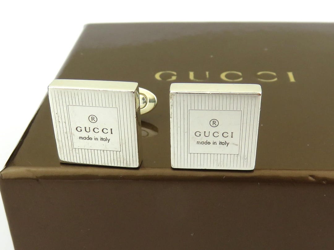 Gucci Sterling Silver Trademark Square Cufflinks Price Includes US ...