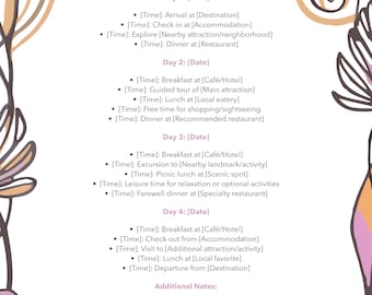 Beach Trip Itinerary Editable PDF Download - Etsy