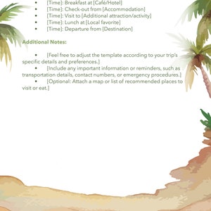 Beach Trip Itinerary | Editable PDF Download - Etsy