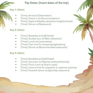 Beach Trip Itinerary | Editable PDF Download - Etsy