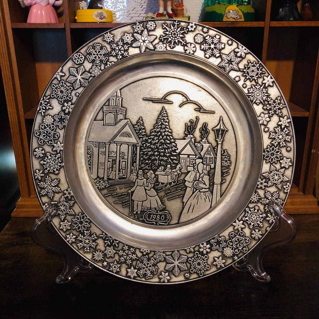 Vintage Columbia Wilson Pewter Plate 1980 Christmas Wall Decor - Etsy