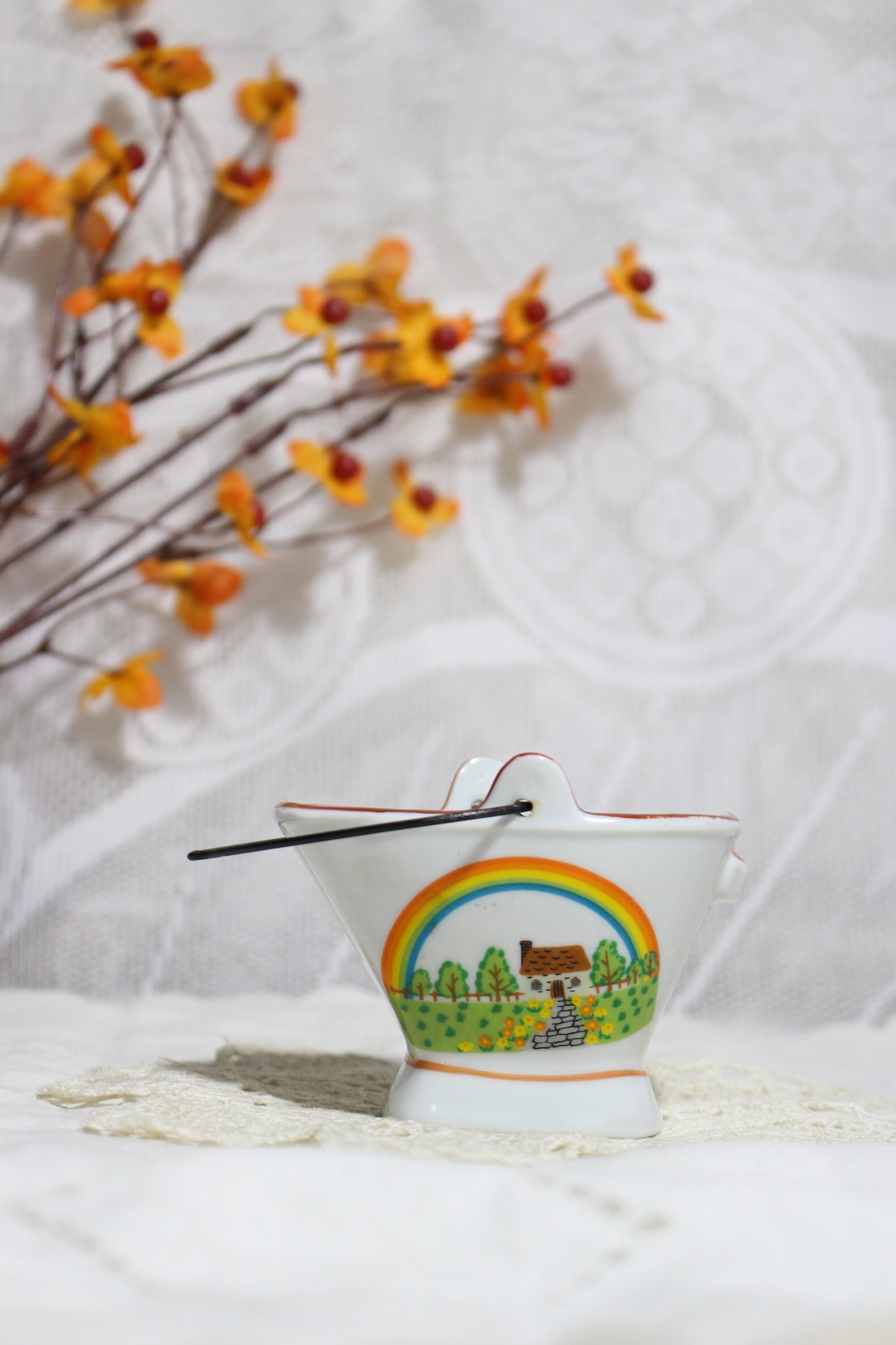 Porcelain Miniature Coal Bucket Rainbow Village Cabin - Etsy