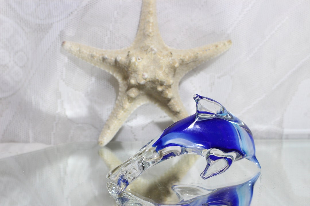 Blown Glass Dolphin Paperweight - Etsy