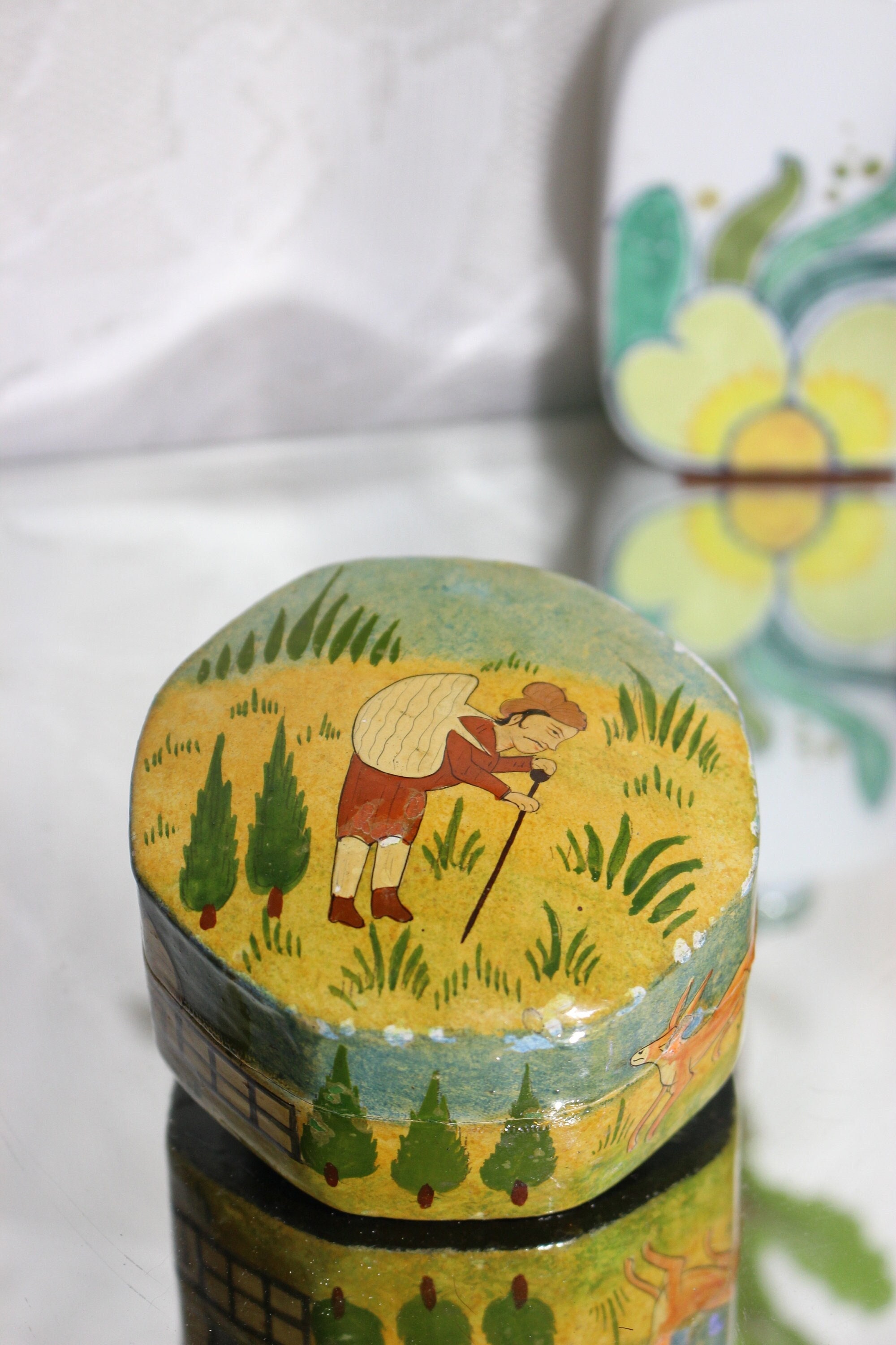 Kashmiri Paper Mache Mini Box Trinket Box Handmade Hand - Etsy