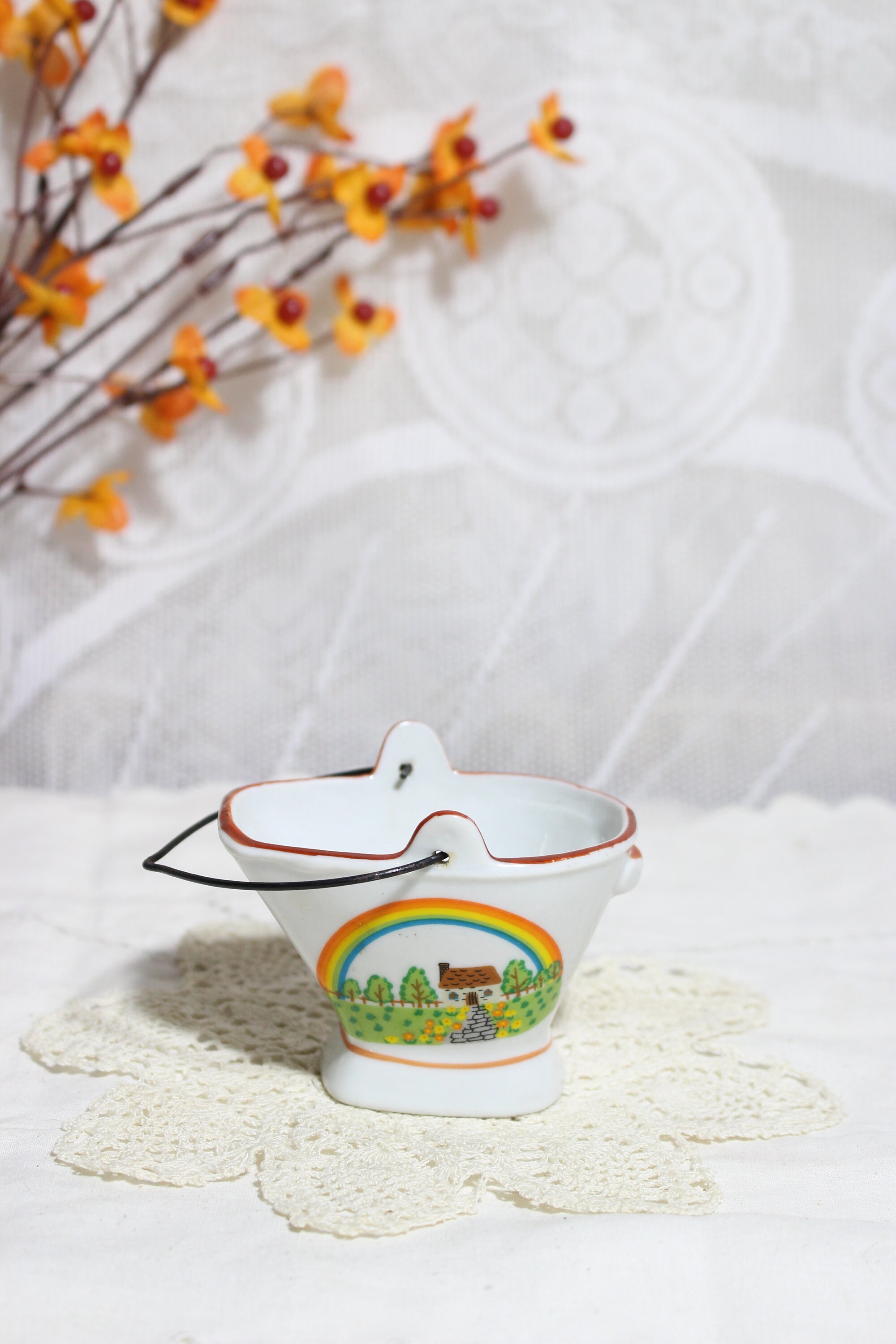 Porcelain Miniature Coal Bucket, Rainbow Village Cabin - Etsy