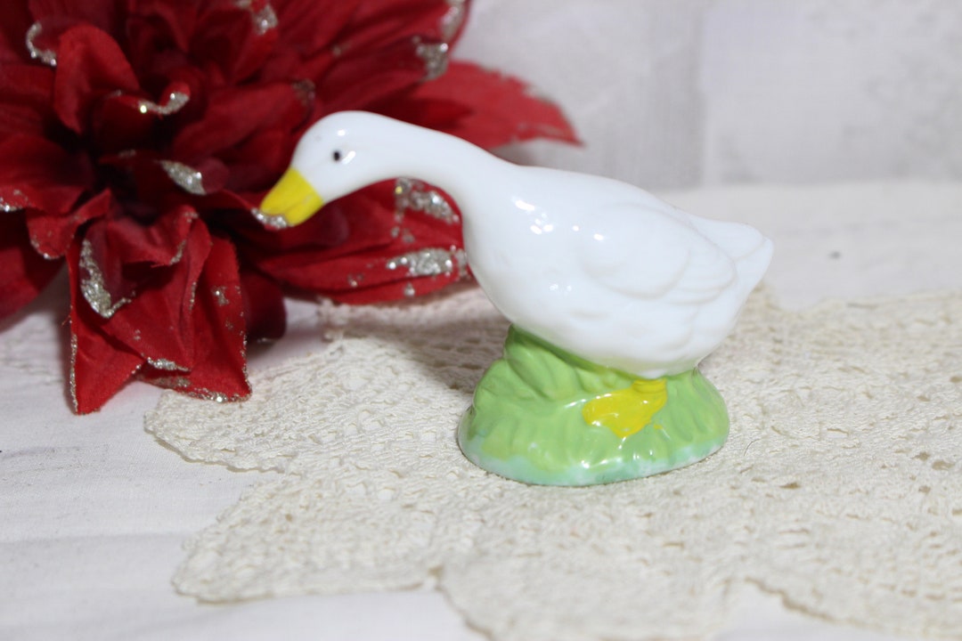 Miniature Porcelain Goose Figurine - Etsy