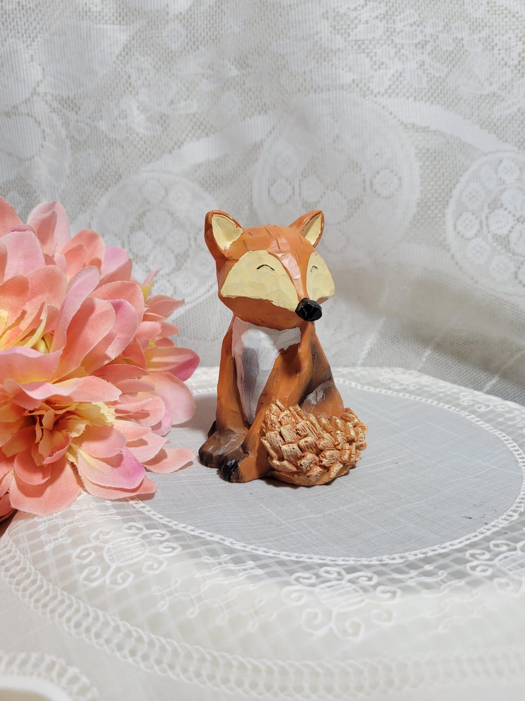 Orange Fox Figurine, Garden Decor, Greenbrier International - Etsy