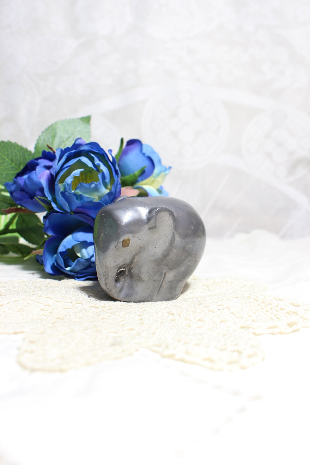 Miniature Pewter Elephant, Mini Lucky Paperweight - Etsy