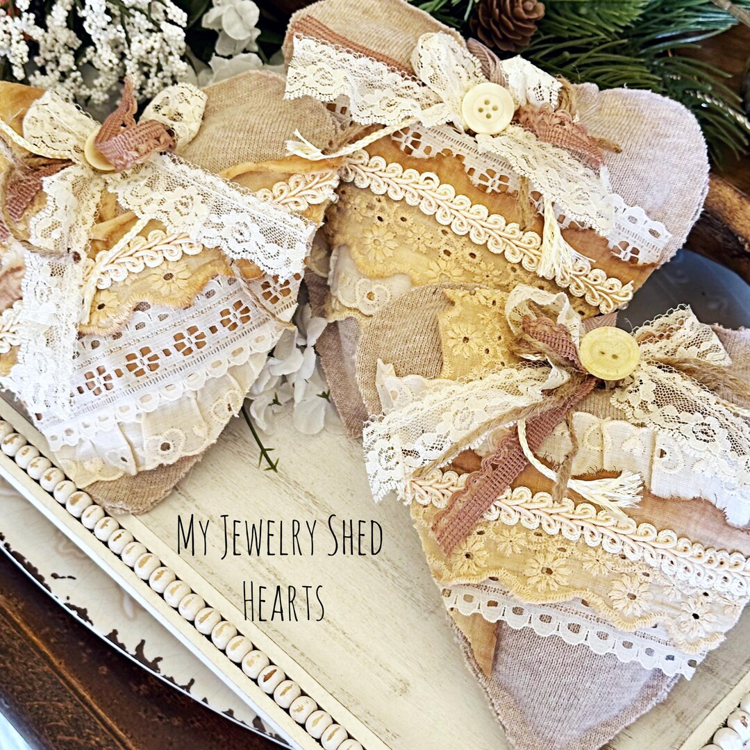 Sweater Knit Hearts, Valentine Bowl Filler, Vintage Lace Shabby Chic ...