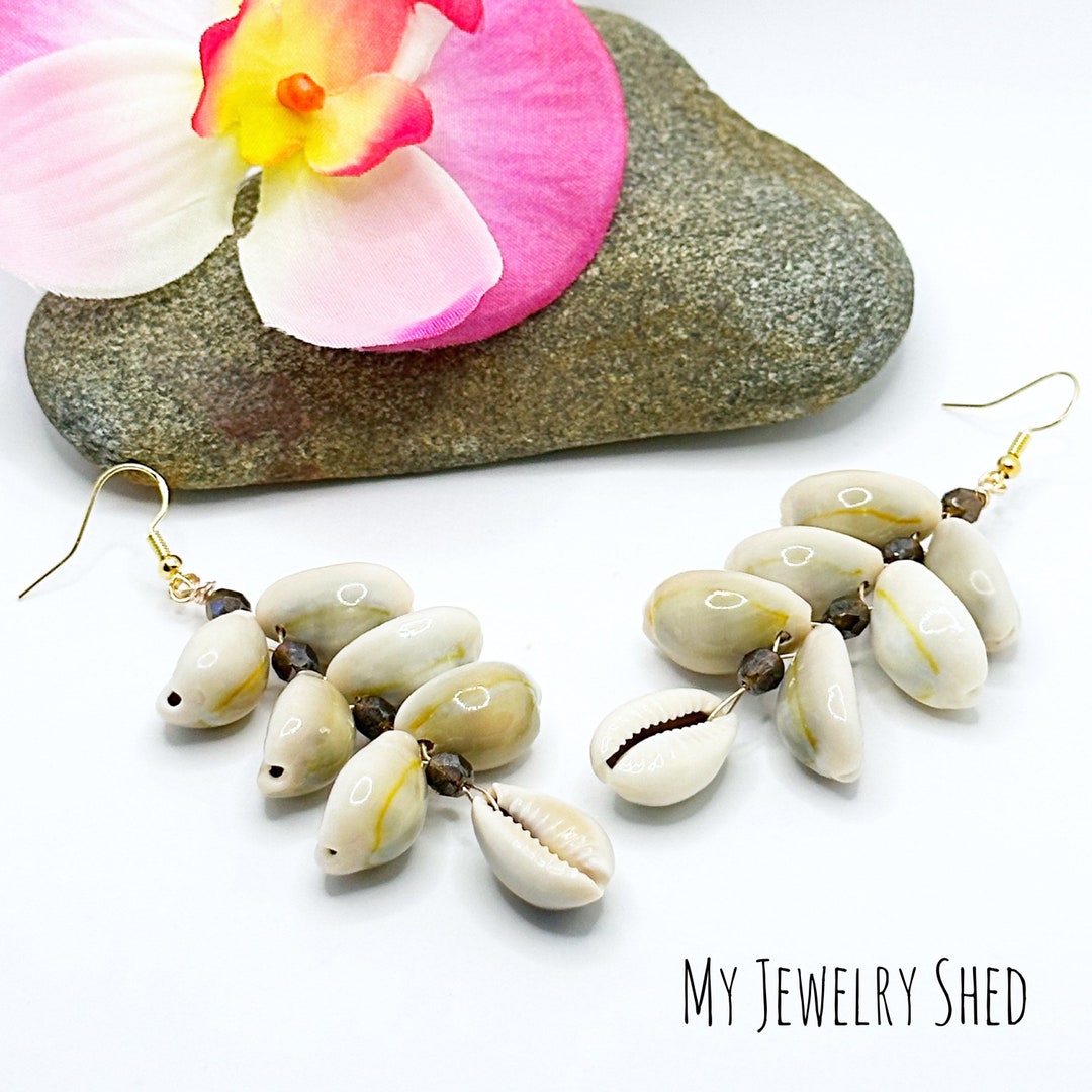 African Cowrie Shell Earrings, Bohemian Shell Earrings, Ethnic Earrings ...