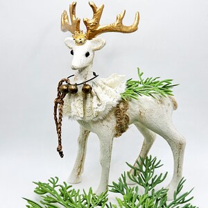 Vintage Style Royal Crowned Reindeer Figurine, French Style Holiday ...