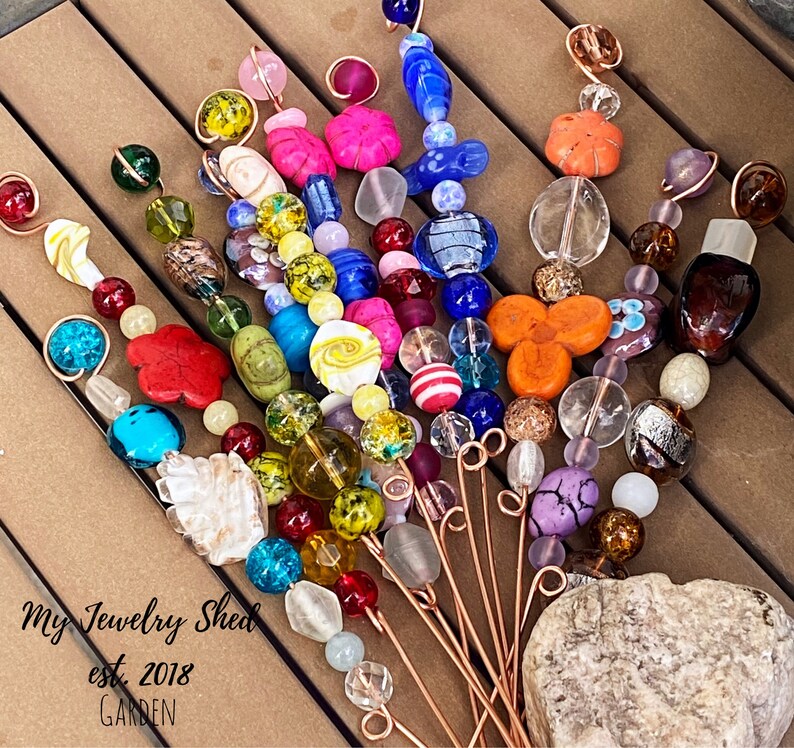Mini Beaded Garden Stake Spring Garden Decor Plant Stakes - Etsy