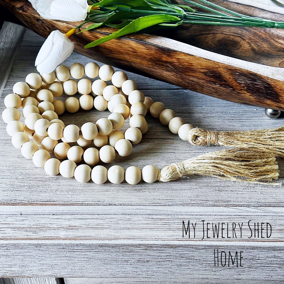 Natural Wood Bead Farmhouse Garland Coastal Wood Garland - Etsy