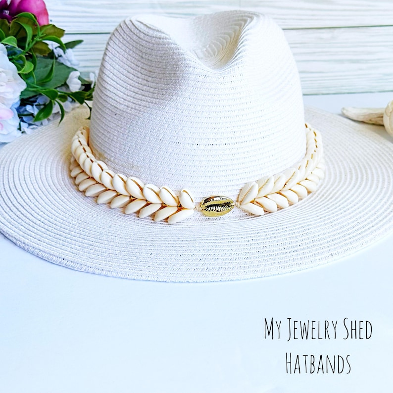 Cowrie Shell Beaded Hatband: Adjustable Beach Hat Jewelry - Etsy