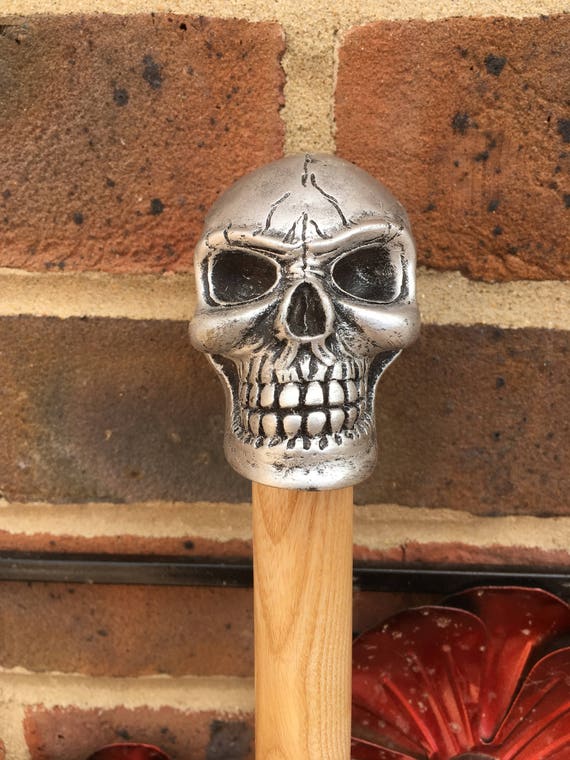 A Skull Handled Walking Stick on a Hand Turned and Hand - Etsy