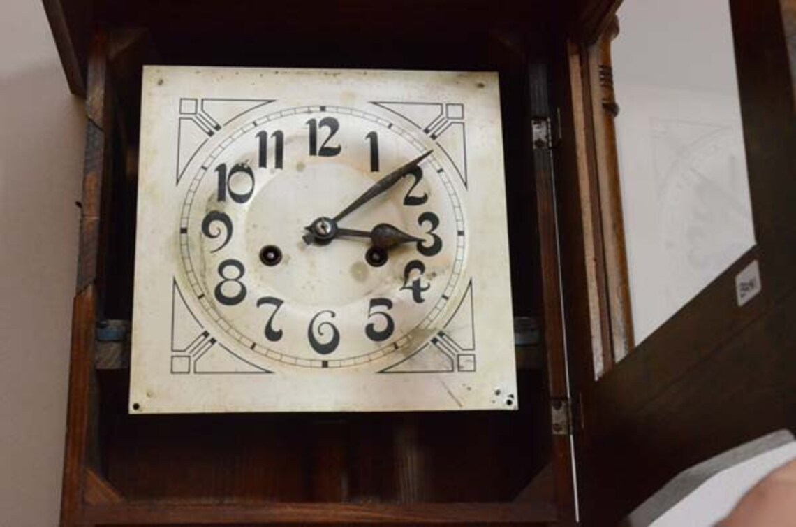 Antique Wall Clock, Circa 1900, Art Nouveau, Oak, German - Etsy Canada
