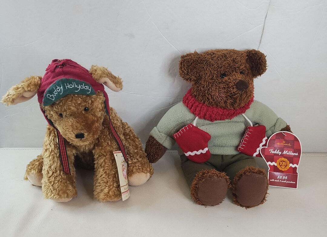 Vintage 2002 Hallmarks Buddy Hollyday and Teddy Mittens Holiday Plush ...