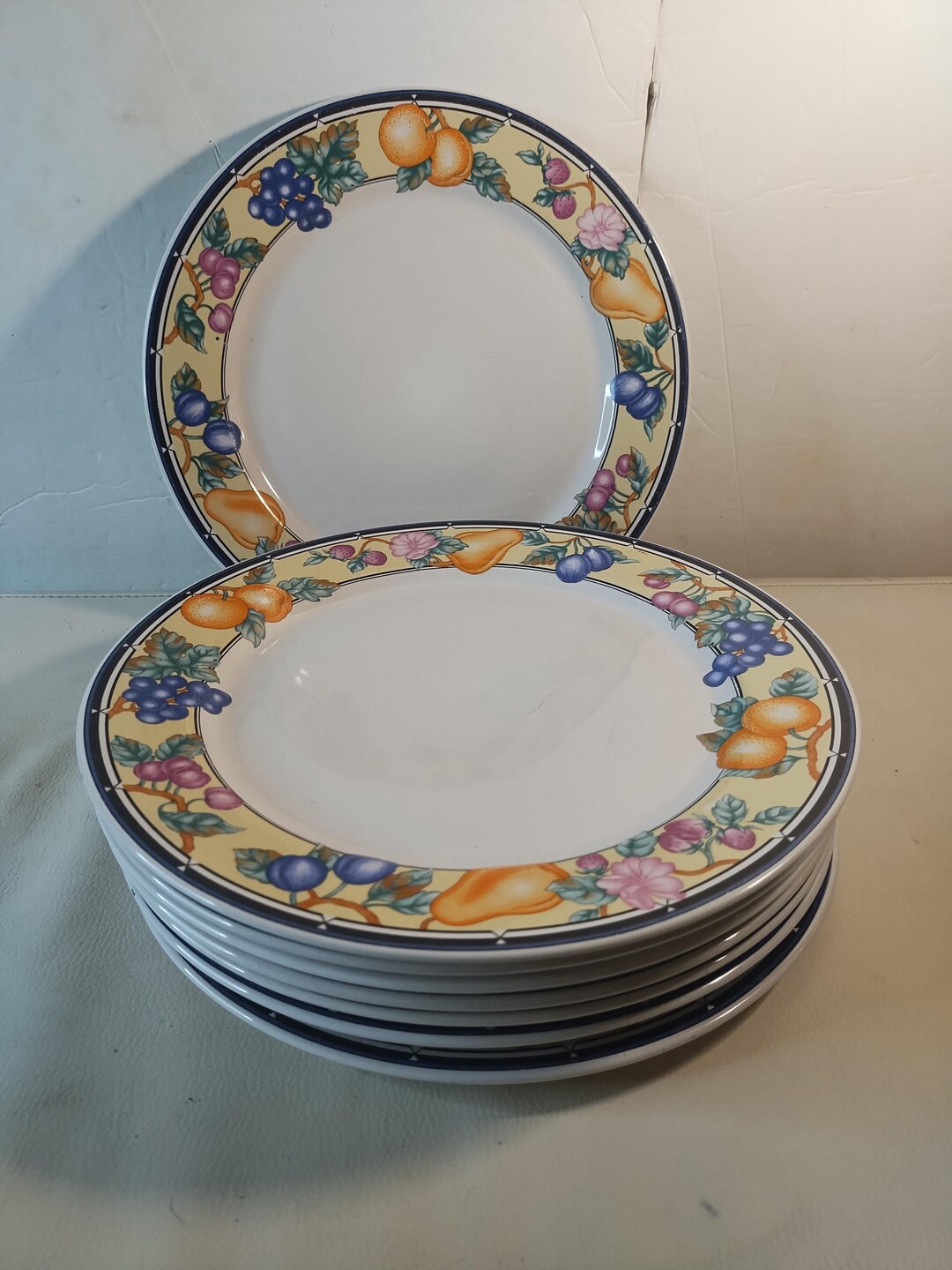 ONEIDA Orchard 8 Dinner Plates 10 3/4" the Select Collection Stoneware ...