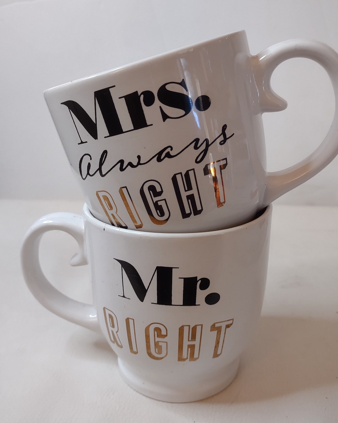 Mr. Right & Mrs. Always Right Coffee Mugs - Etsy