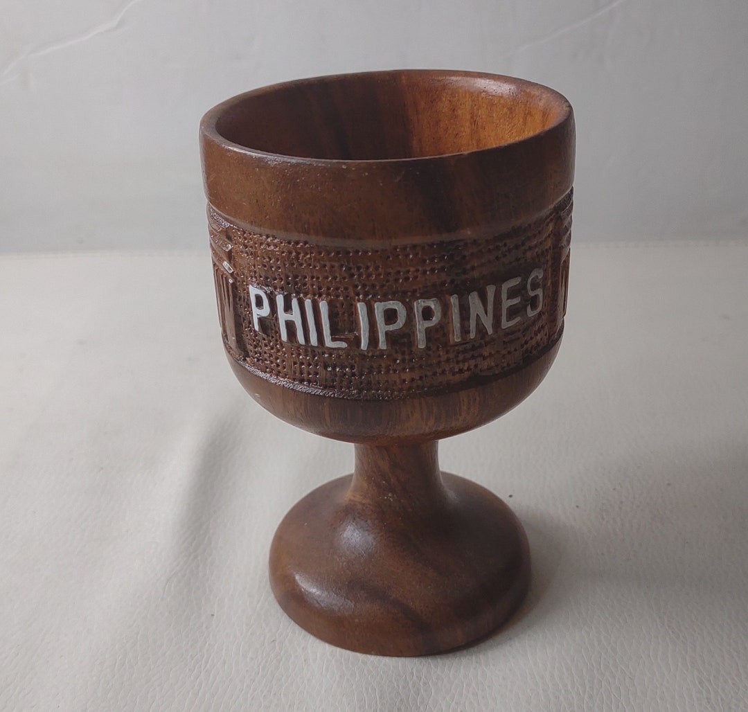 KULTURA Wooden Goblet With Carvings and Writing Made in Philippines ...