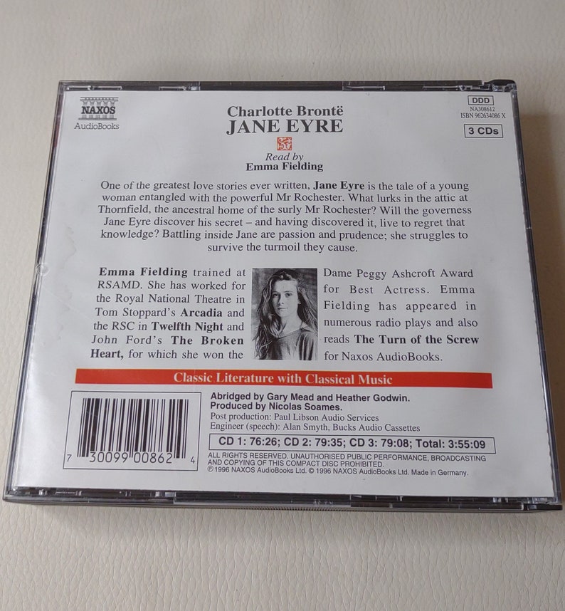 Vintage 1996 Charlotte Bronte Jane Eyre Audiobook Read by Emma Fielding ...
