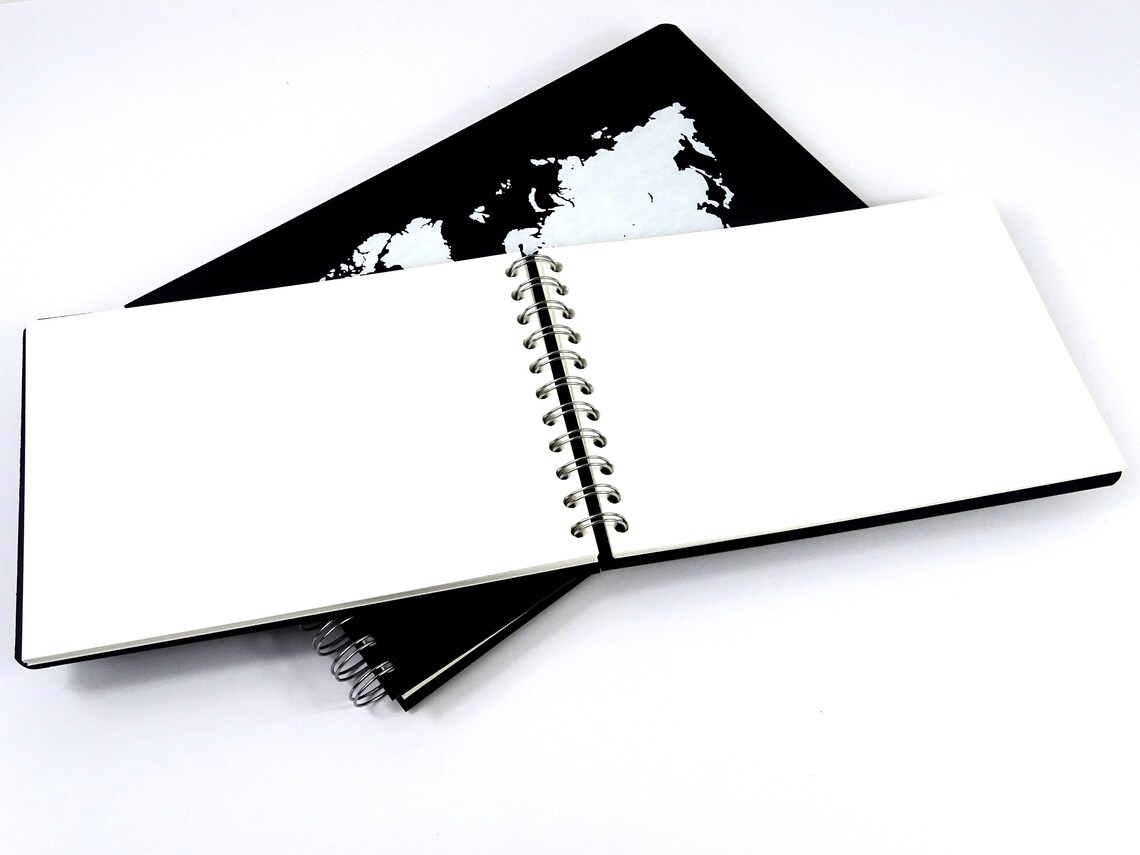 World Map Scrapbook Photo Album, Black Hardboard Covers, A4 A5, 100 ...