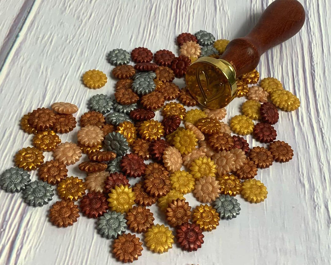 X100 Wax Sealing Pieces Flower Shaped, Red, Stamp Envelope Letter ...