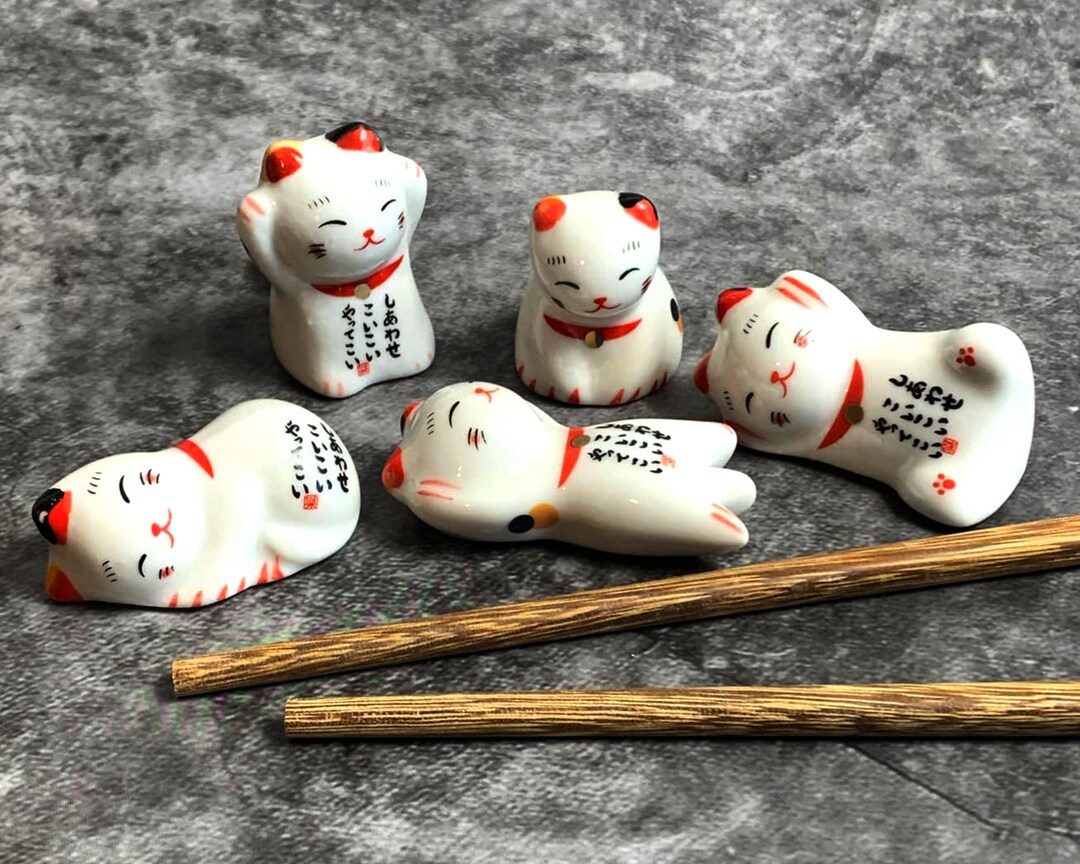 Cute Cat Kitten Chopstick Set, 筷 , Wooden Sticks, Chinese Takeaway ...