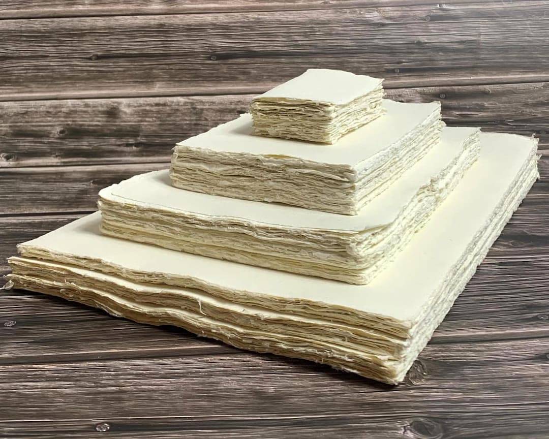 White Cotton Rag Sheet Packs, A8 A7 A6 A5 A4, 150GSM Feather Deckle ...