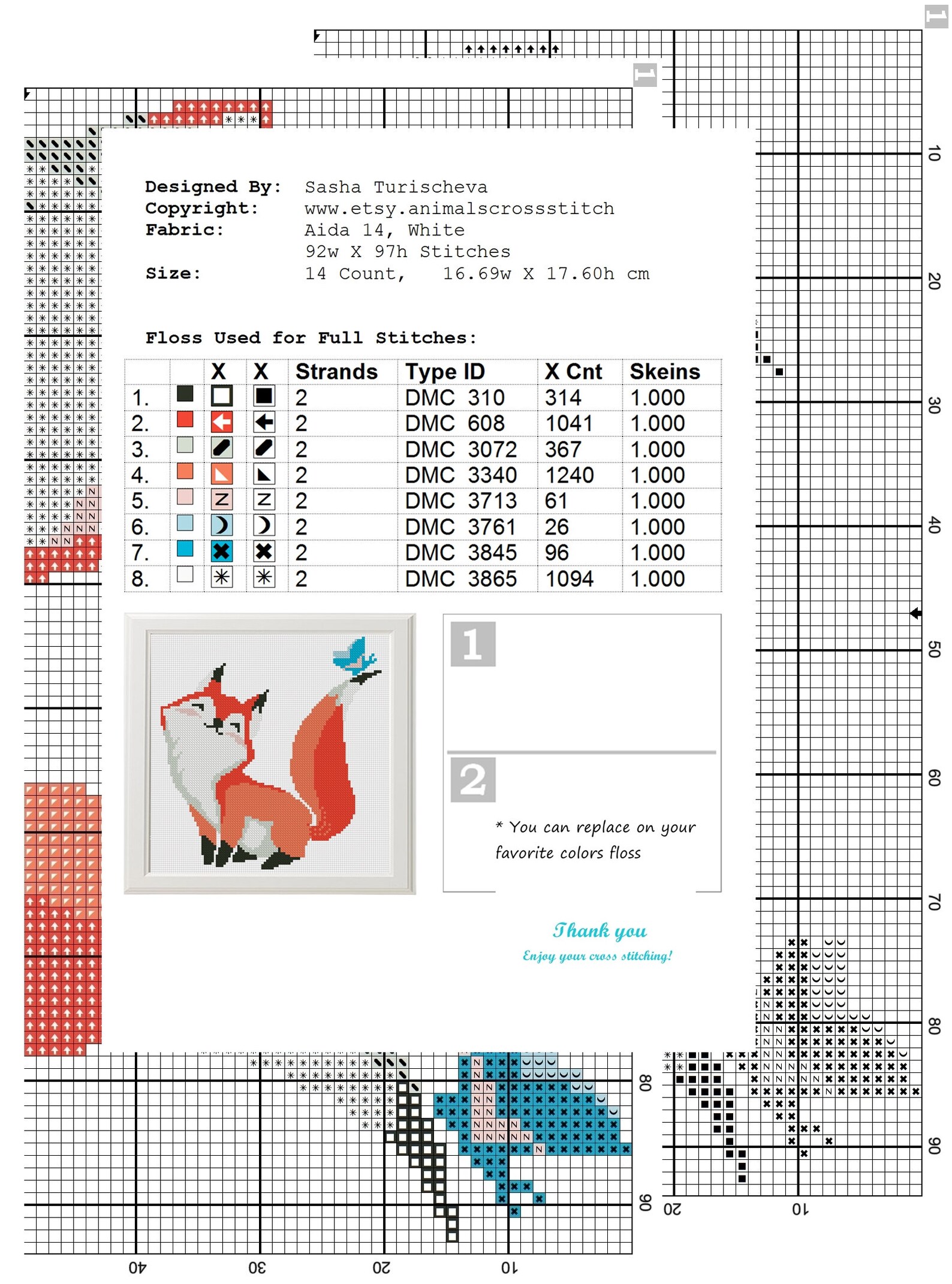 Fox Cross Stitch Pattern fox counted cross stitch pattern Cool | Etsy