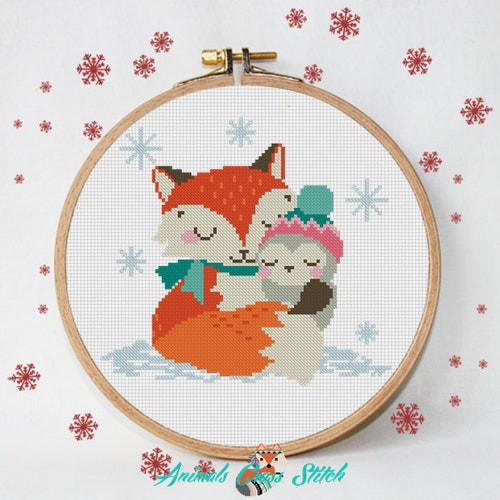 Christmas Owl Cross Stitch Pattern Christmas Animals Colorful | Etsy