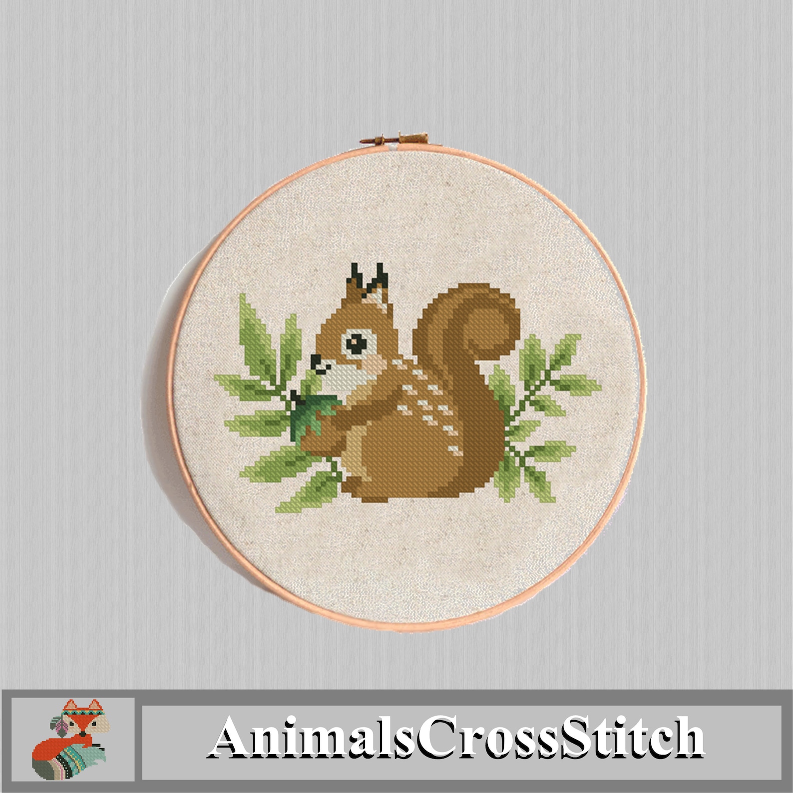 Squirrel cross stitch pattern Animals Sweet Spring modern | Etsy
