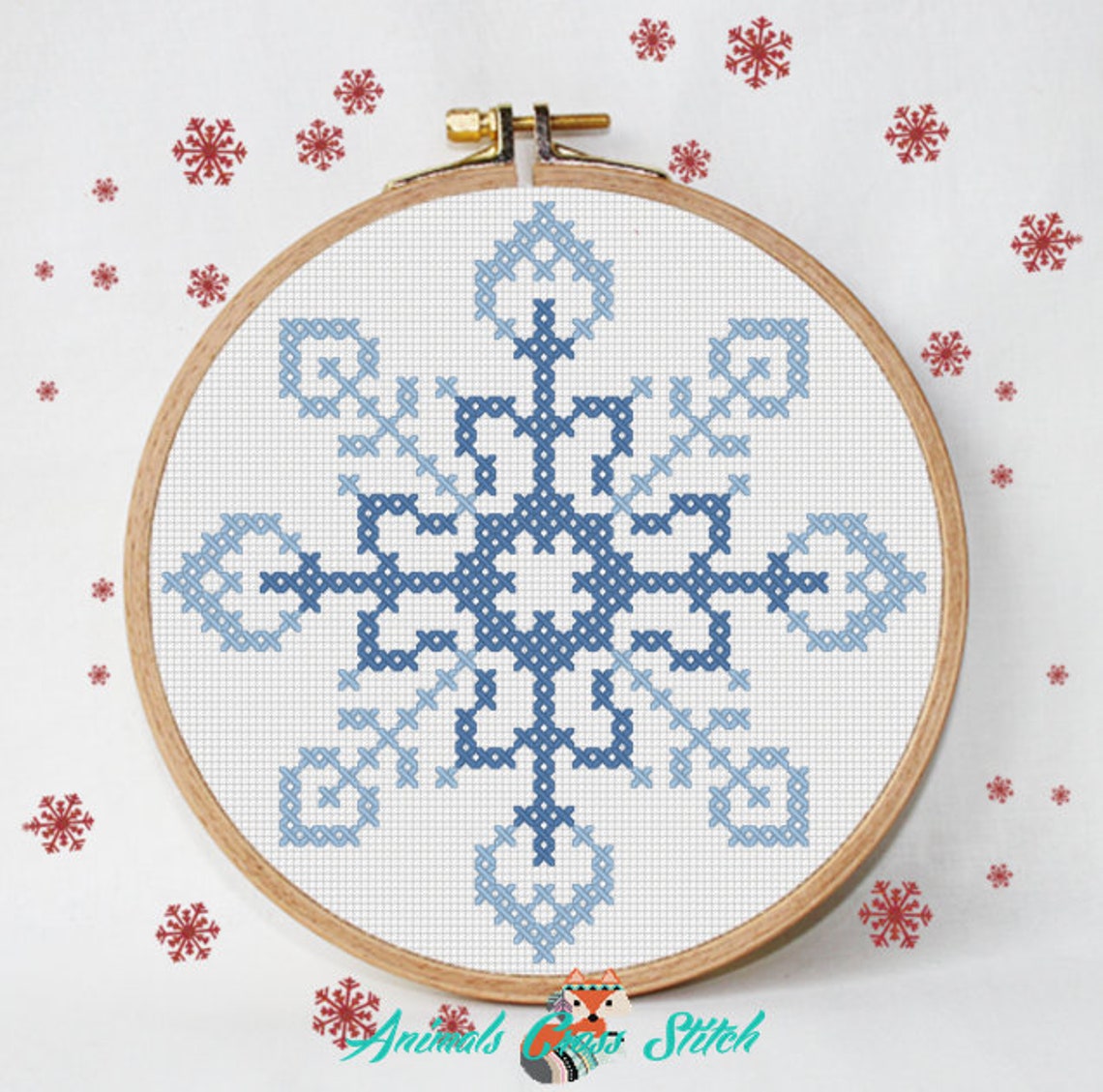 Small Christmas Snowflakes cross stitch pattern modern | Etsy