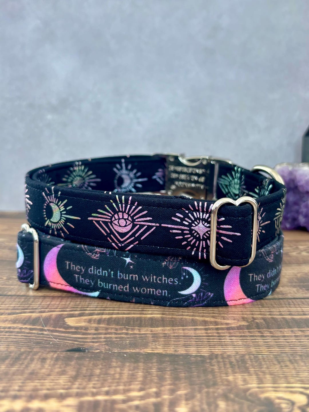 Witch Wiccan Dog or Cat Collar: Celestial Moon, Evil Eye, Holographic ...