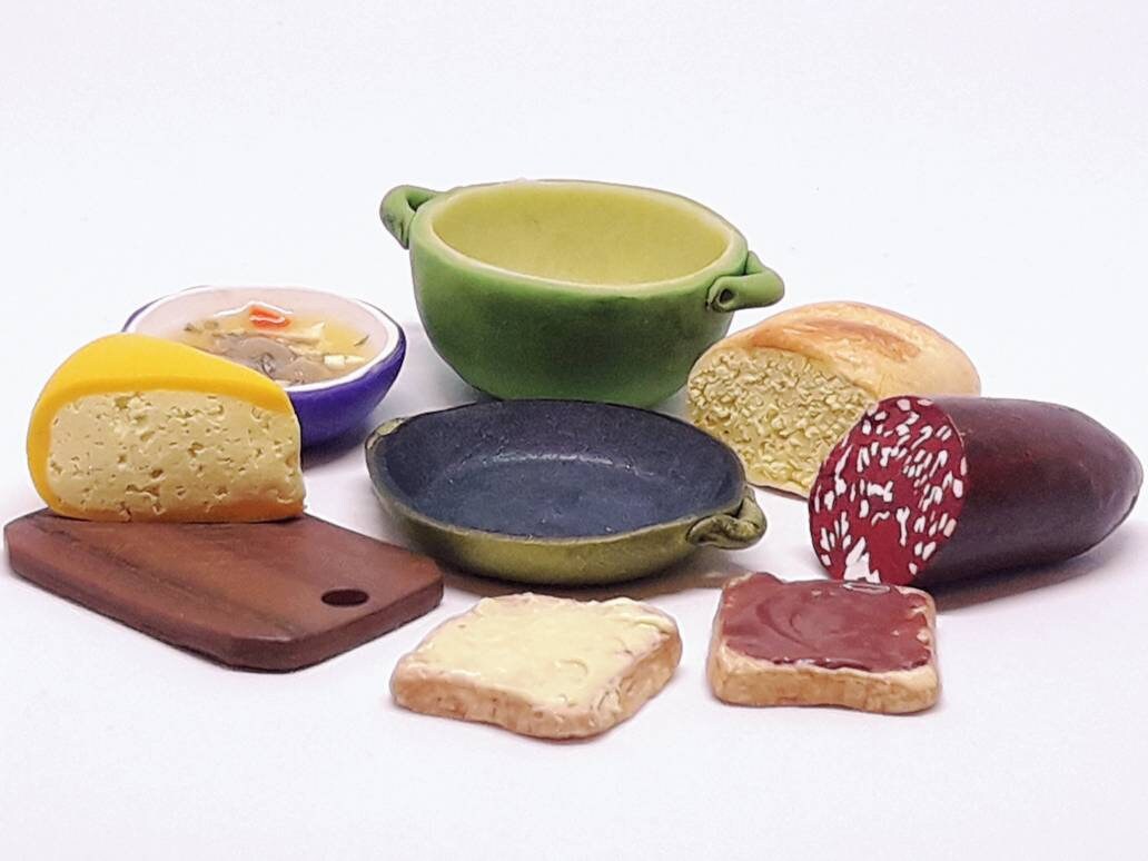 Polymer Clay Dinner Food Big Set for Plays With Dolls and Doll House ...