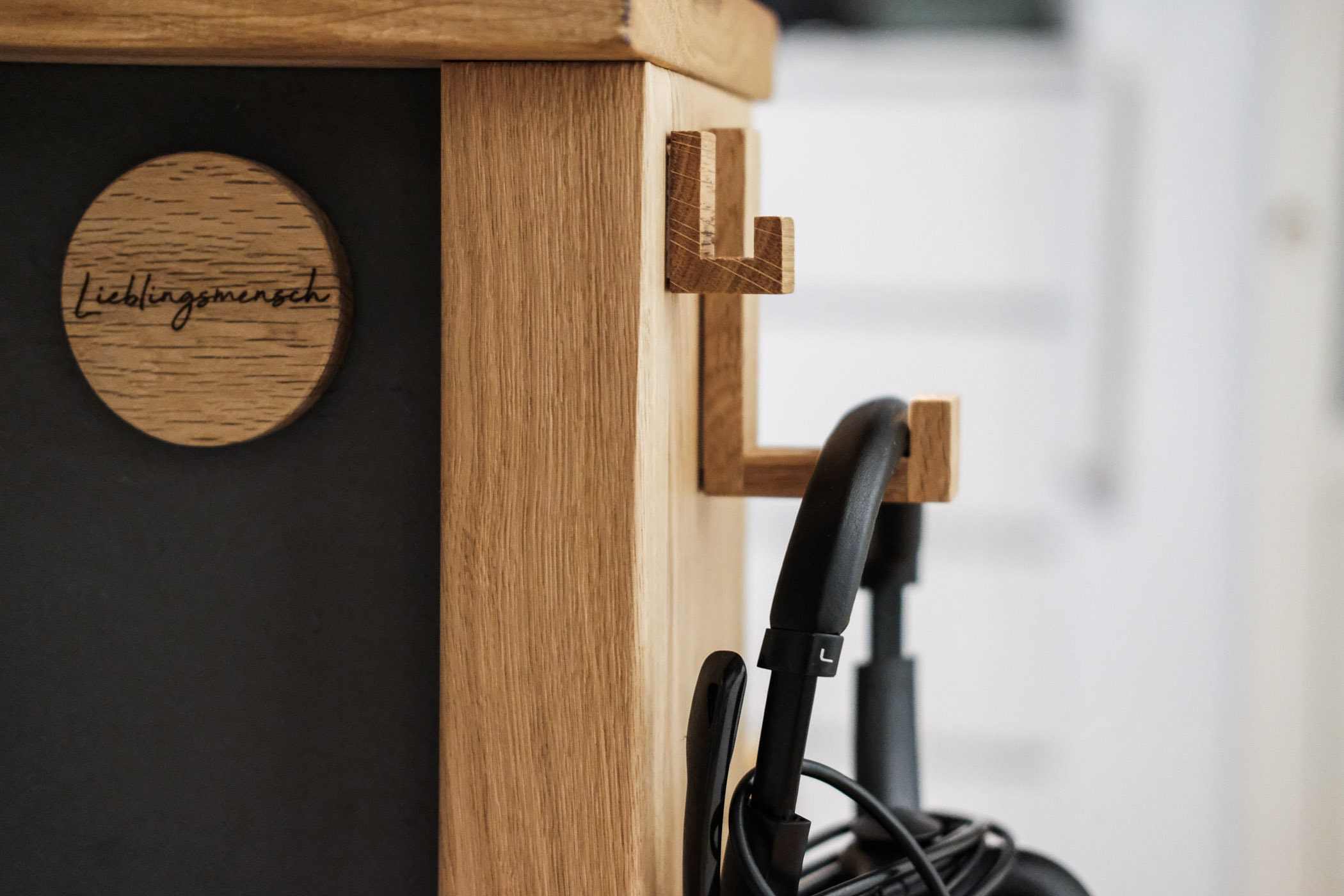 Small Adhesive Hooks Wood Wall Hooks Made of Oak, Without Drilling ...