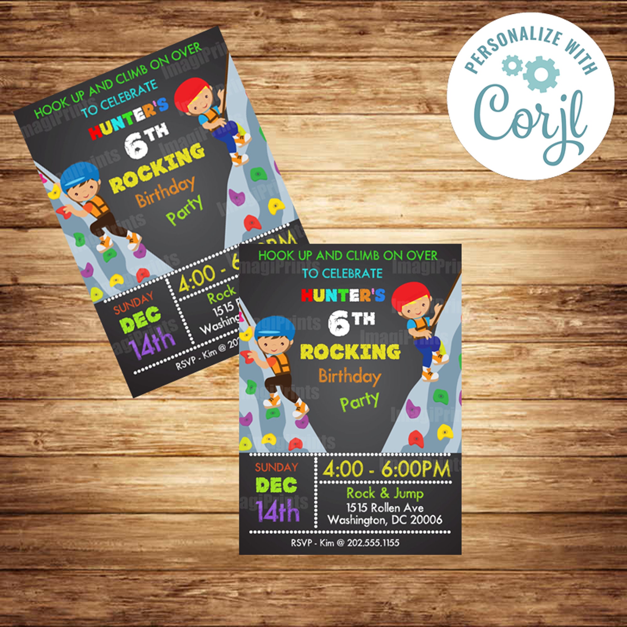 Editable Rock Climbing Theme Party Customized Birthday - Etsy