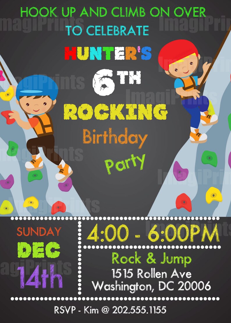 Editable Rock Climbing Theme Party Customized Birthday - Etsy