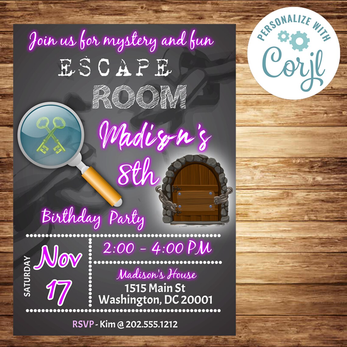 Girl Escape Room Birthday Theme Invitation Editable Customized - Etsy